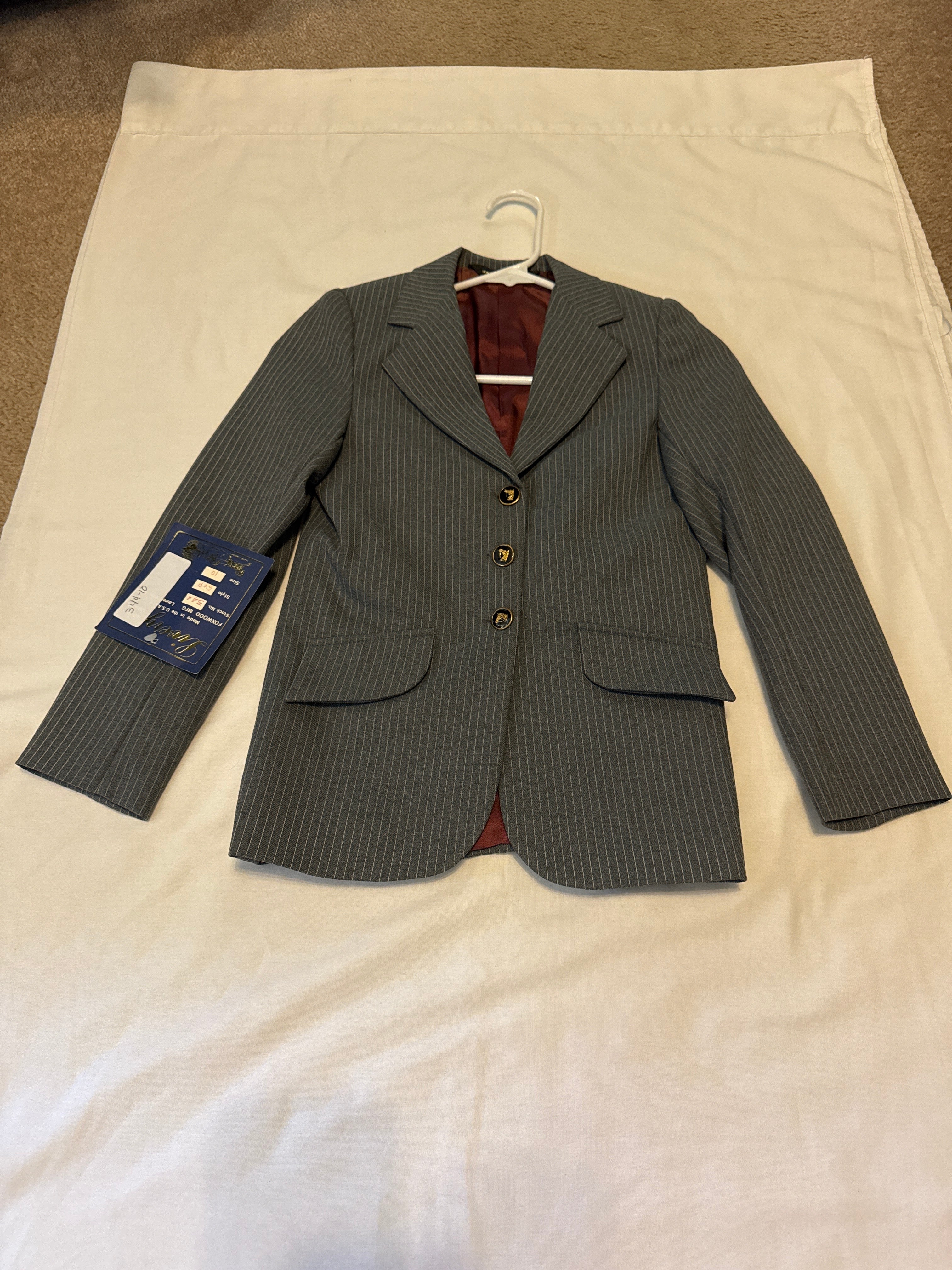 Livery Jacket Grey Pinstripe Kids 10 – Saddles N' Stuff